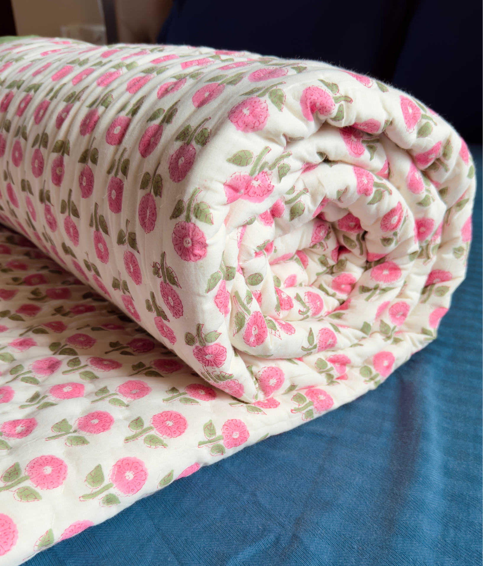 Quilts (Razai)Reversible Jaipuri Quilts in Mulmul Cotton with Sanganeri ...